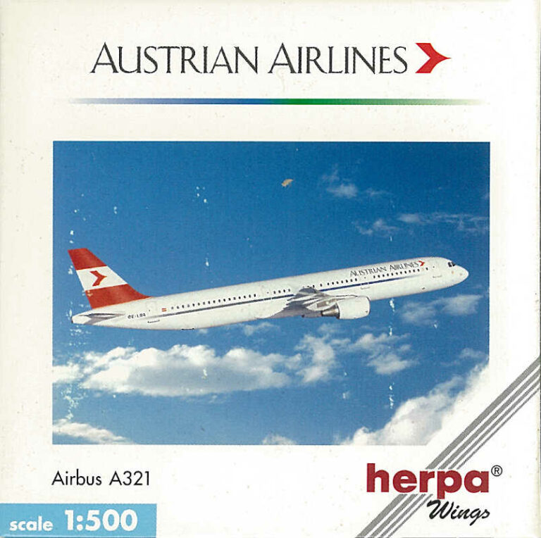 Airbus A321 Austrian Airlines new box design Herpa 508629 1:500 - MW-Moba